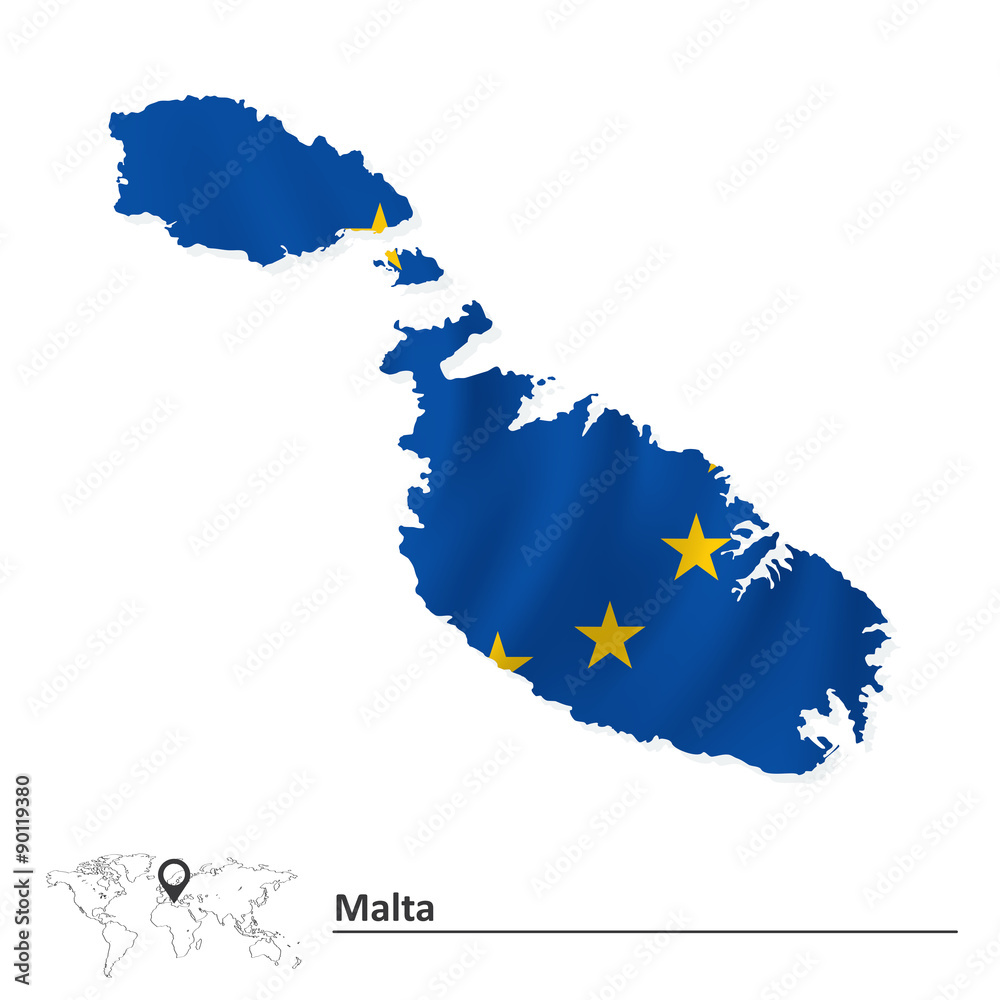 Map of Malta with European Union flag Stock Vector | Adobe Stock