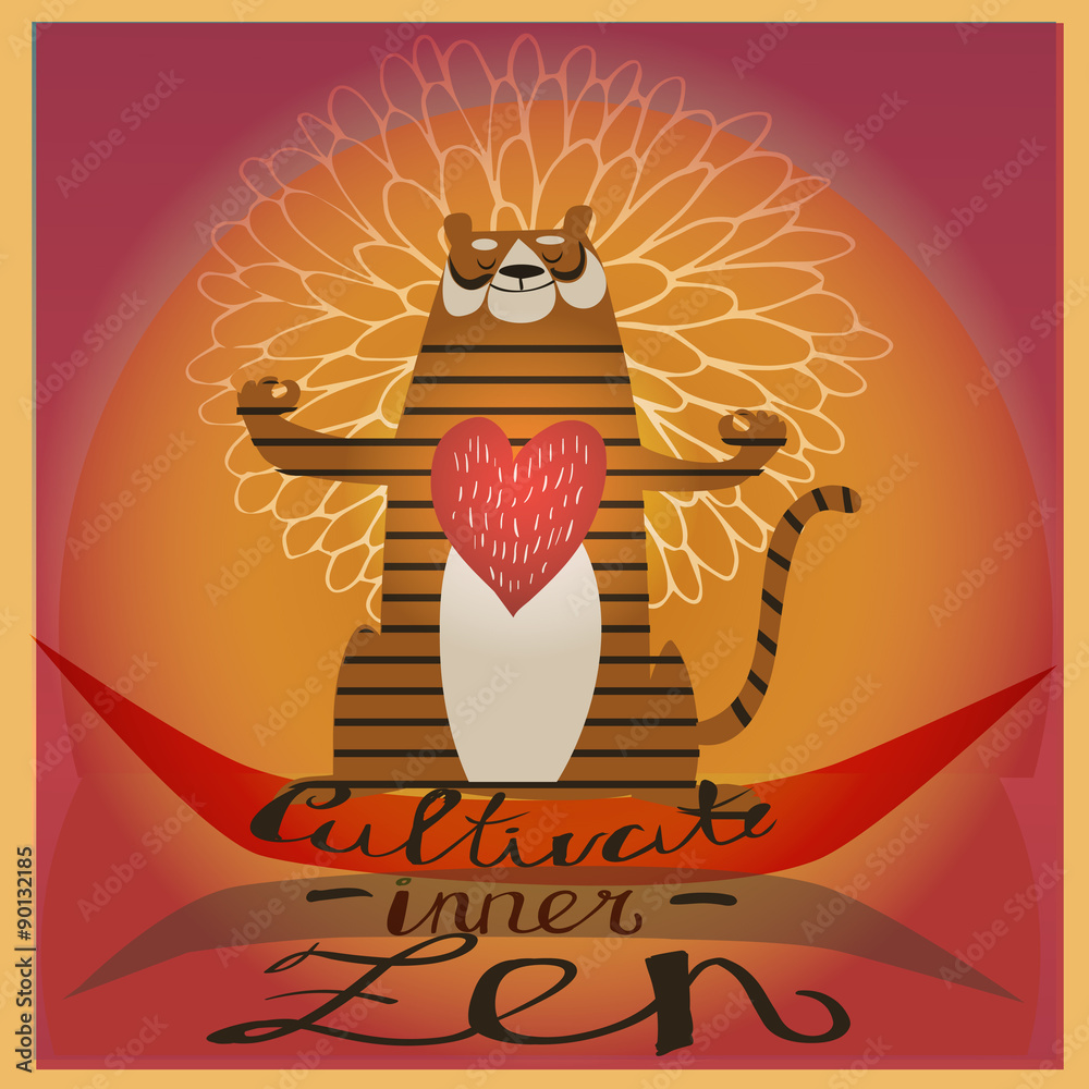 cartoon zen animal in yoga pose Stock Vector | Adobe Stock