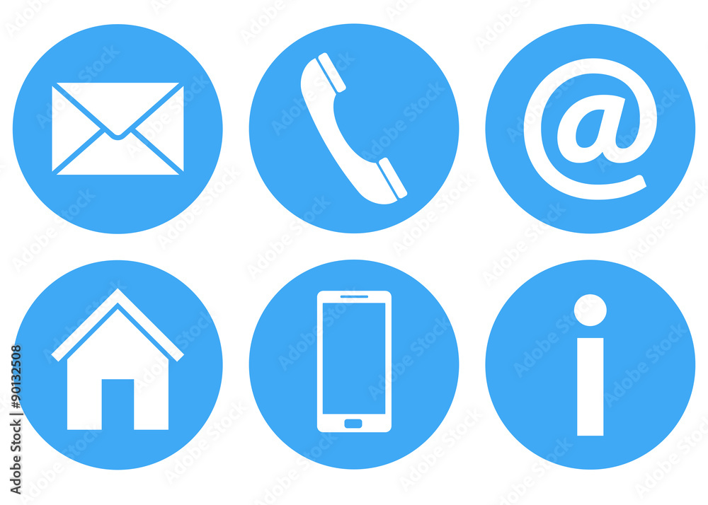 Blaue Kontakt Icons Stock-Vektorgrafik | Adobe Stock