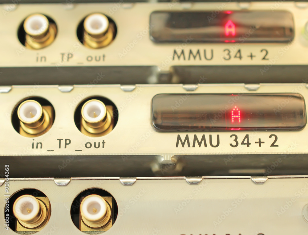 optical multiplexer in the server room mobile operator Stock Photo ...