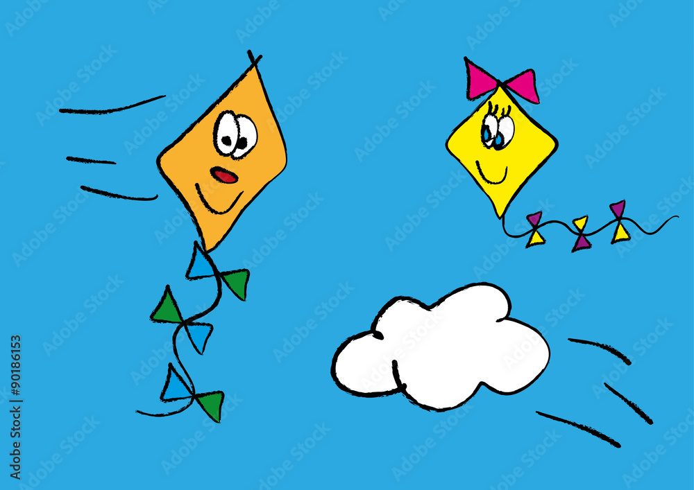 Drachen steigen lassen im Herbst Stock-Vektorgrafik | Adobe Stock