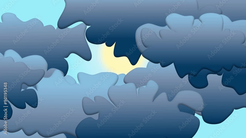 computer animated movie; thunderstorm clouds and lightning masking hot ...