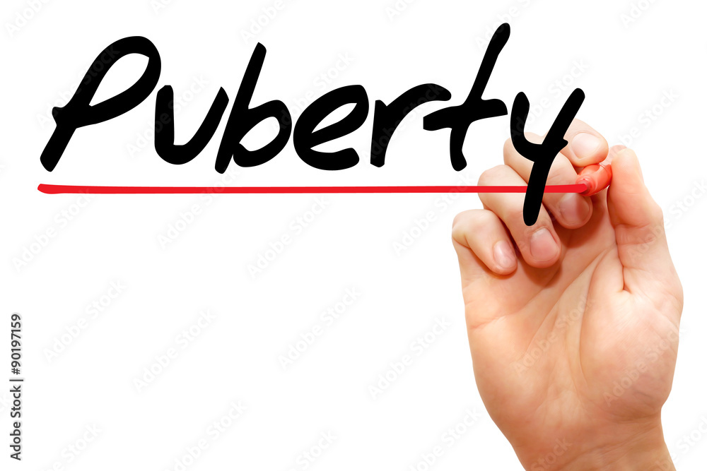 Hand writing Puberty with marker, concept Stock Photo | Adobe Stock