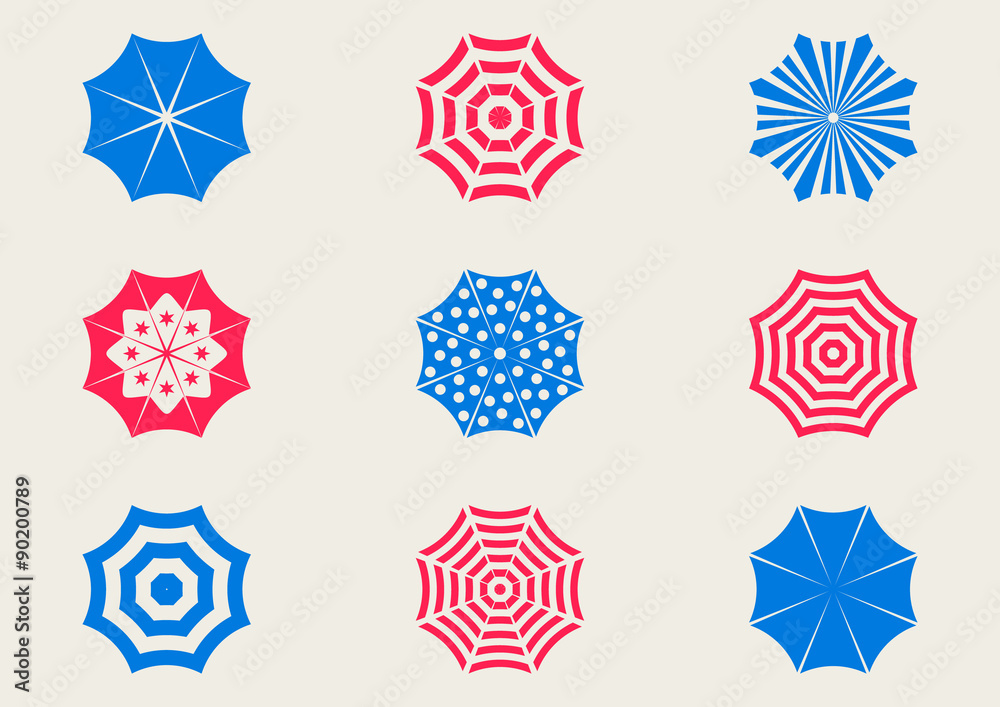 Sun umbrella icons Stock Vector | Adobe Stock