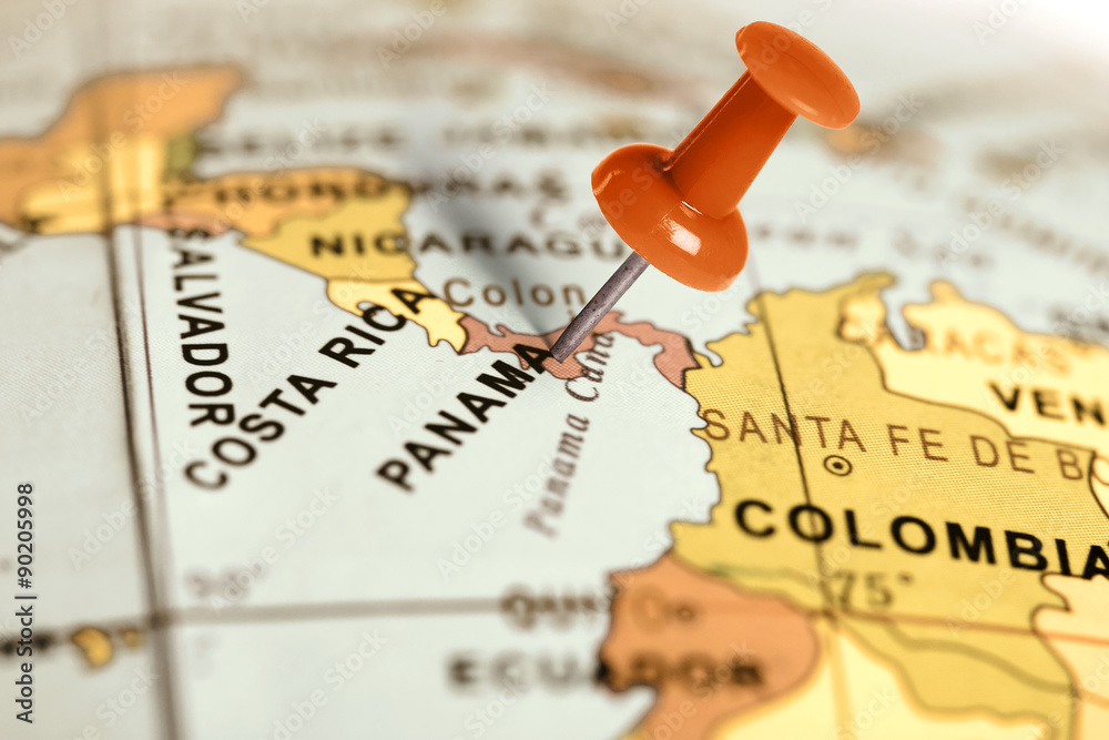 Location Panama. Red pin on the map. Stock Photo | Adobe Stock