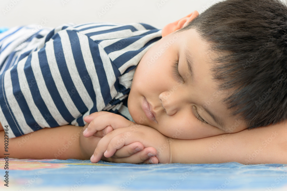 fat boy sleep on his arm Stock Photo | Adobe Stock