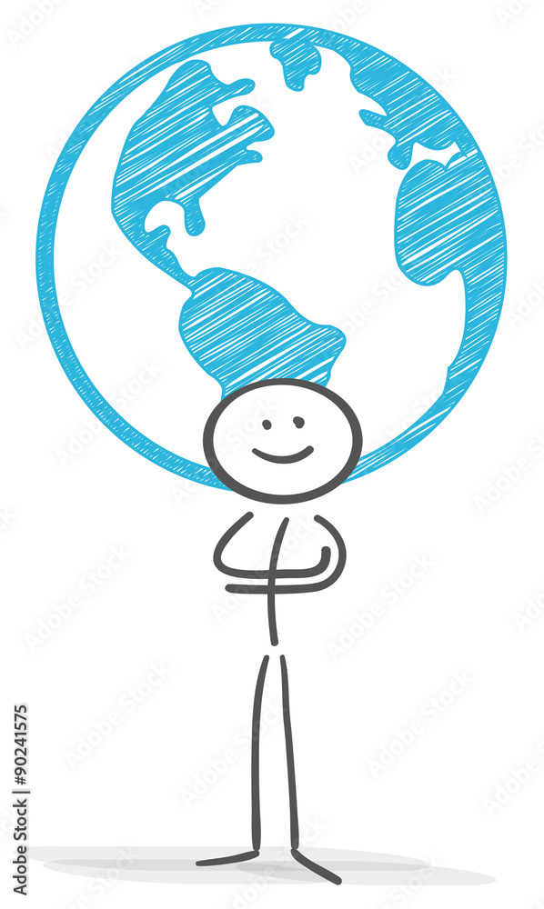 stickman world global Stock Vector | Adobe Stock