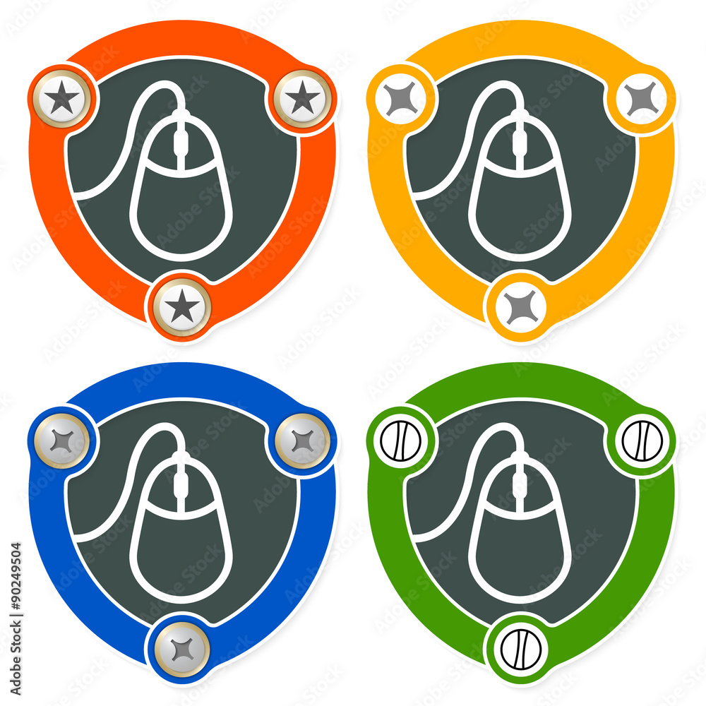 Set of four flat icons and mouse Stock Vector | Adobe Stock