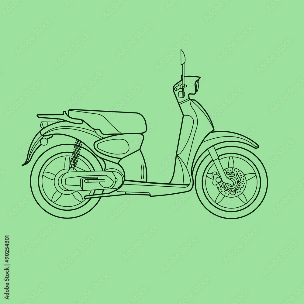 scooter line drawing Stock Vector | Adobe Stock