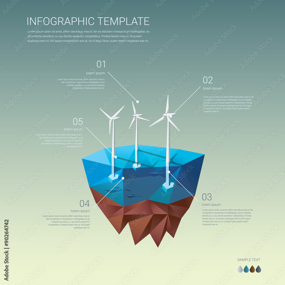 Offshore wind farm infographics template. Ecological power plant Stock ...