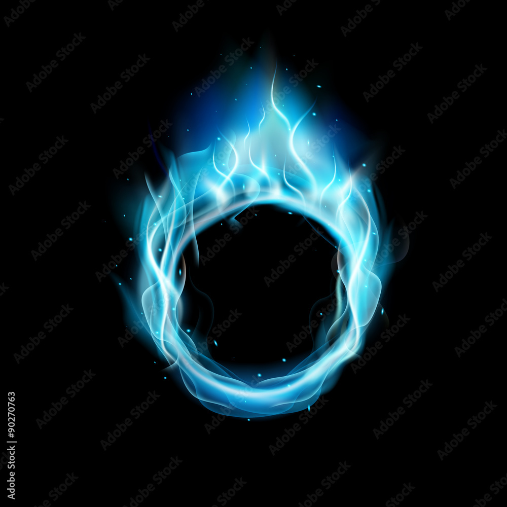 Blue ring of Fire with black background. Vector Stock Vector | Adobe Stock