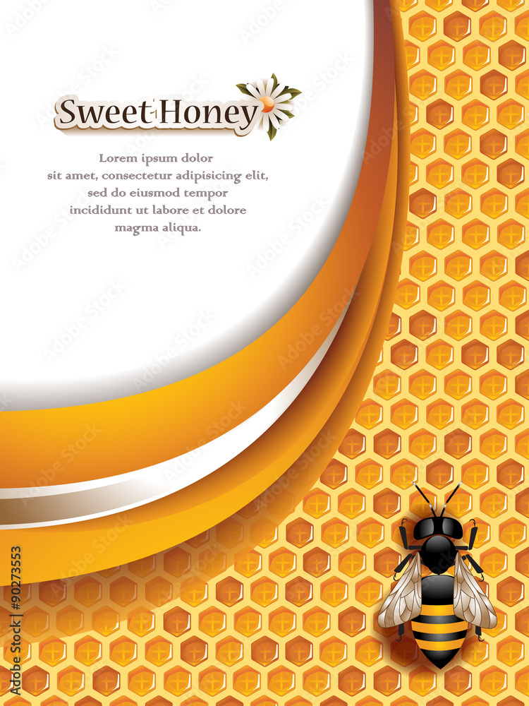Abstract Honey Background with Working Bee Stock Vector | Adobe Stock
