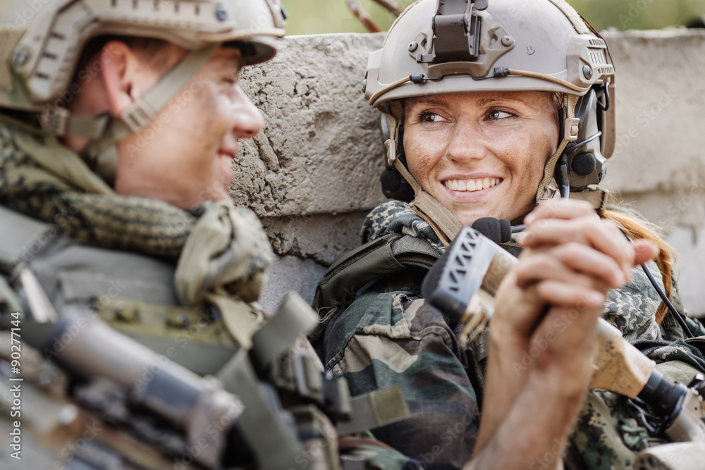 soldier and his wife at the battlefield Stock Photo | Adobe Stock