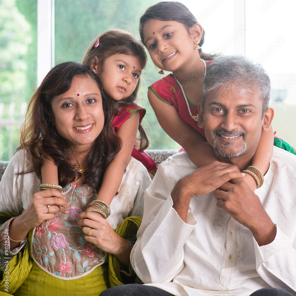 Indian family at home Stock Photo | Adobe Stock