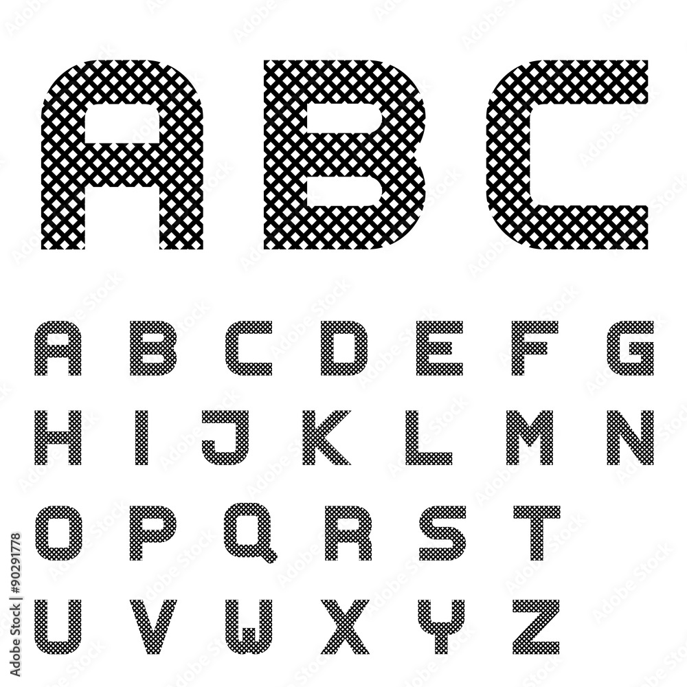 vector black checkered font alphabet letters Stock Vector | Adobe Stock