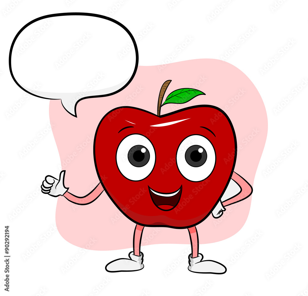 Apple Cartoon, a hand drawn vector illustration of apple cartoon with ...