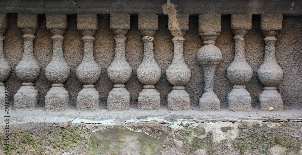 Bas relief of stone balustrade with one banister inverted Stock Photo ...