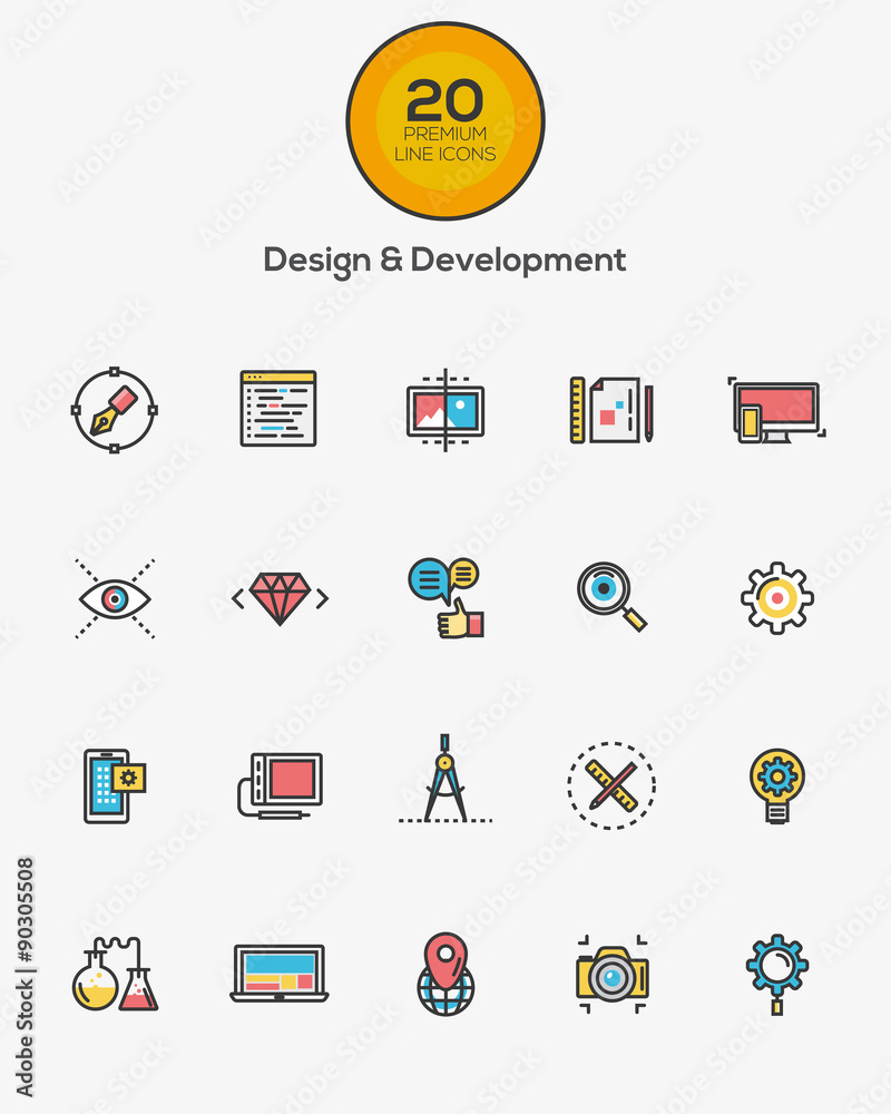 Design and Development icons Stock Vector | Adobe Stock
