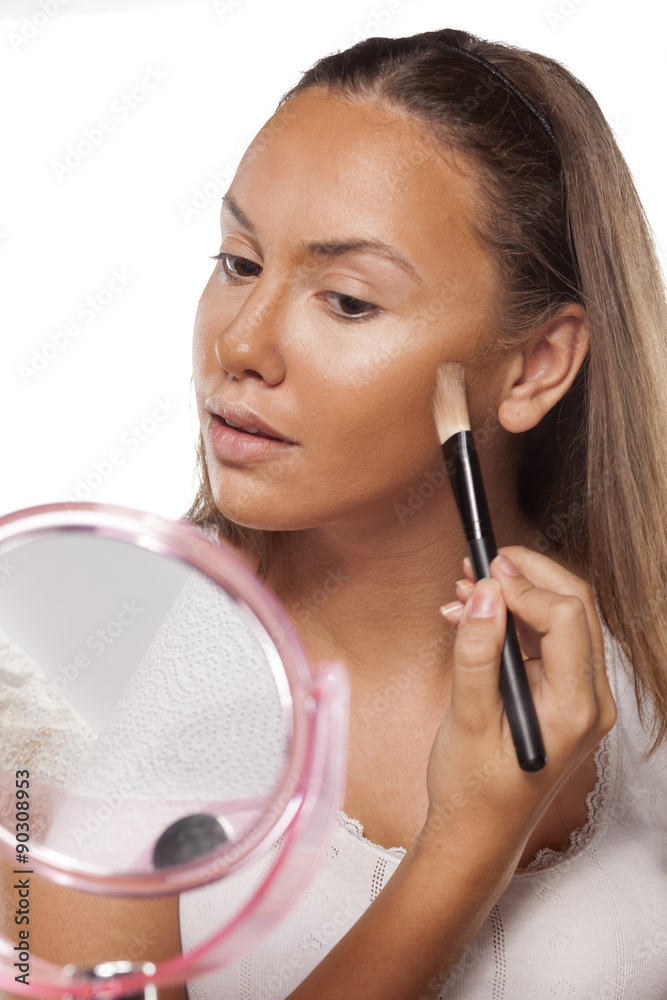 face shading with different shades of liquid foundations Stock Photo ...