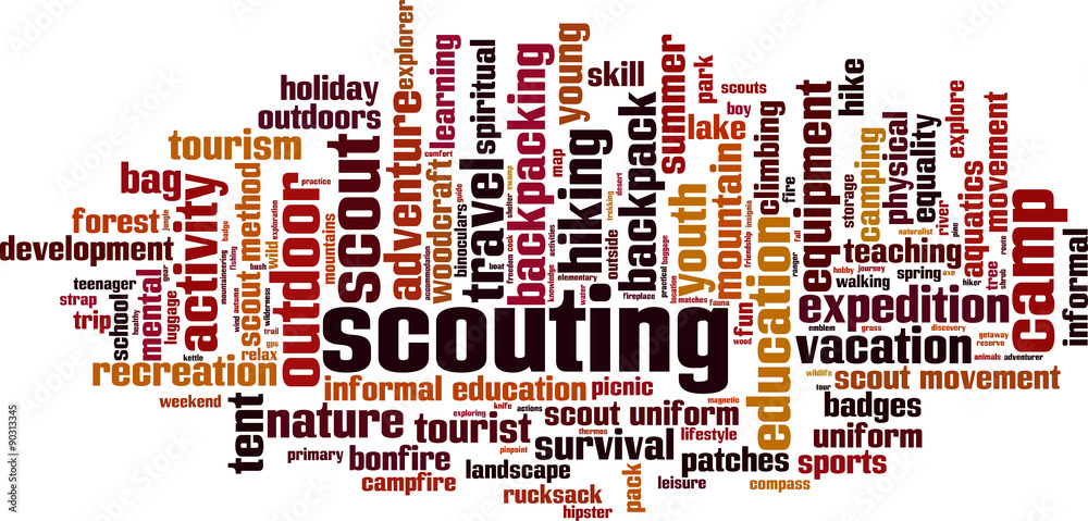 Photo & Art Print Scouting word cloud concept. Vector illustration