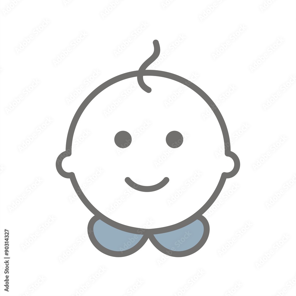 Icono bebé niño LINEAS blanco con cuello azul Stock Vector | Adobe Stock