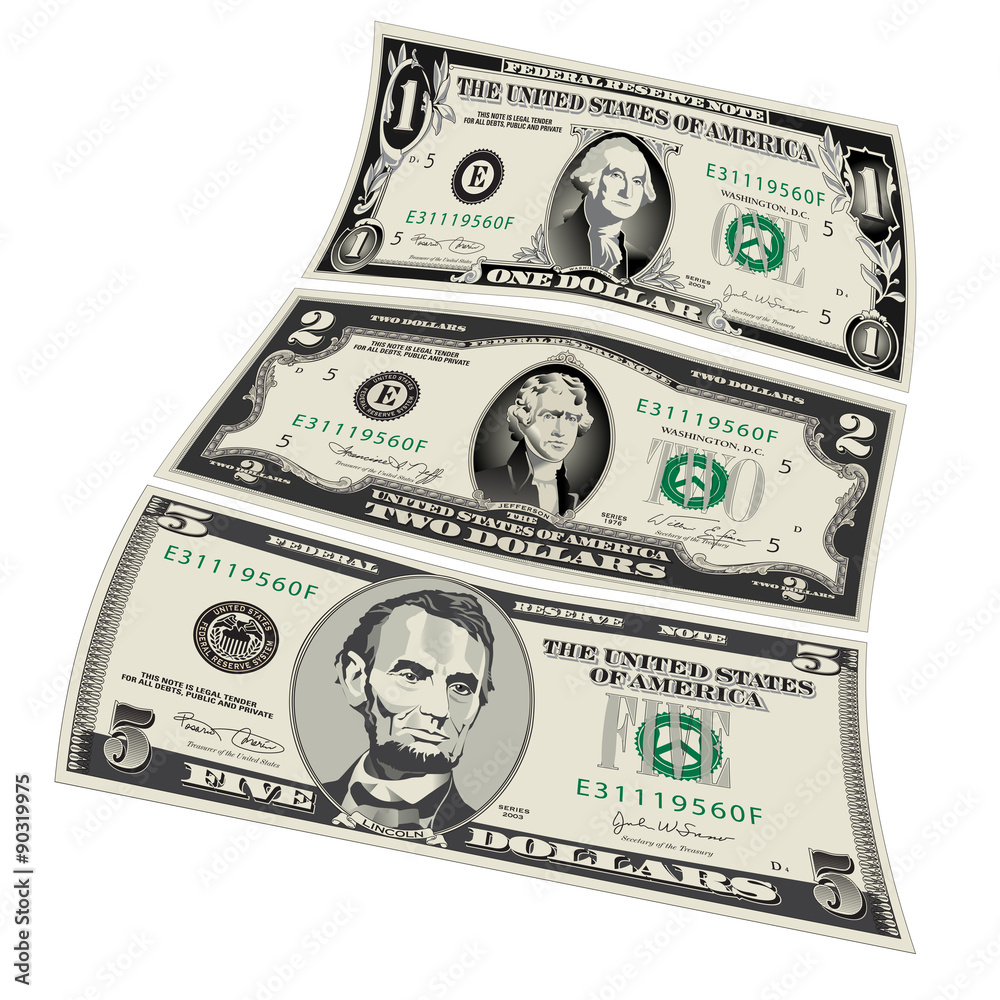 Stylized Drawings of Paper Currency Stock Vector | Adobe Stock