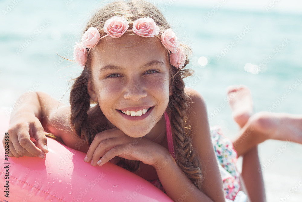 Fashion child at the beach Stock Photo | Adobe Stock