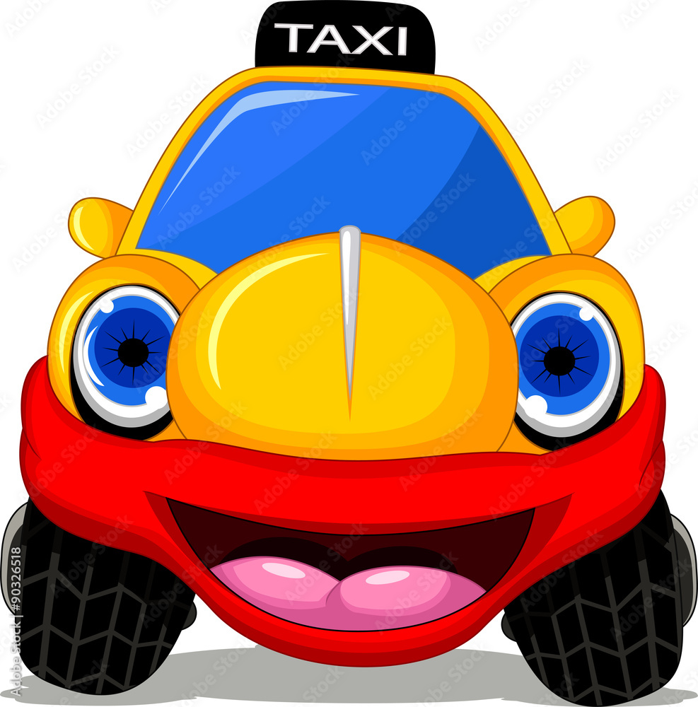 Cartoon taxi car with red smile for transportation design Stock Vector ...