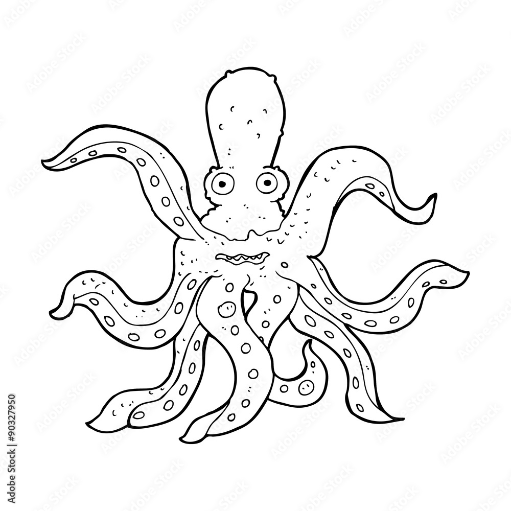 cartoon giant octopus Stock Vector | Adobe Stock