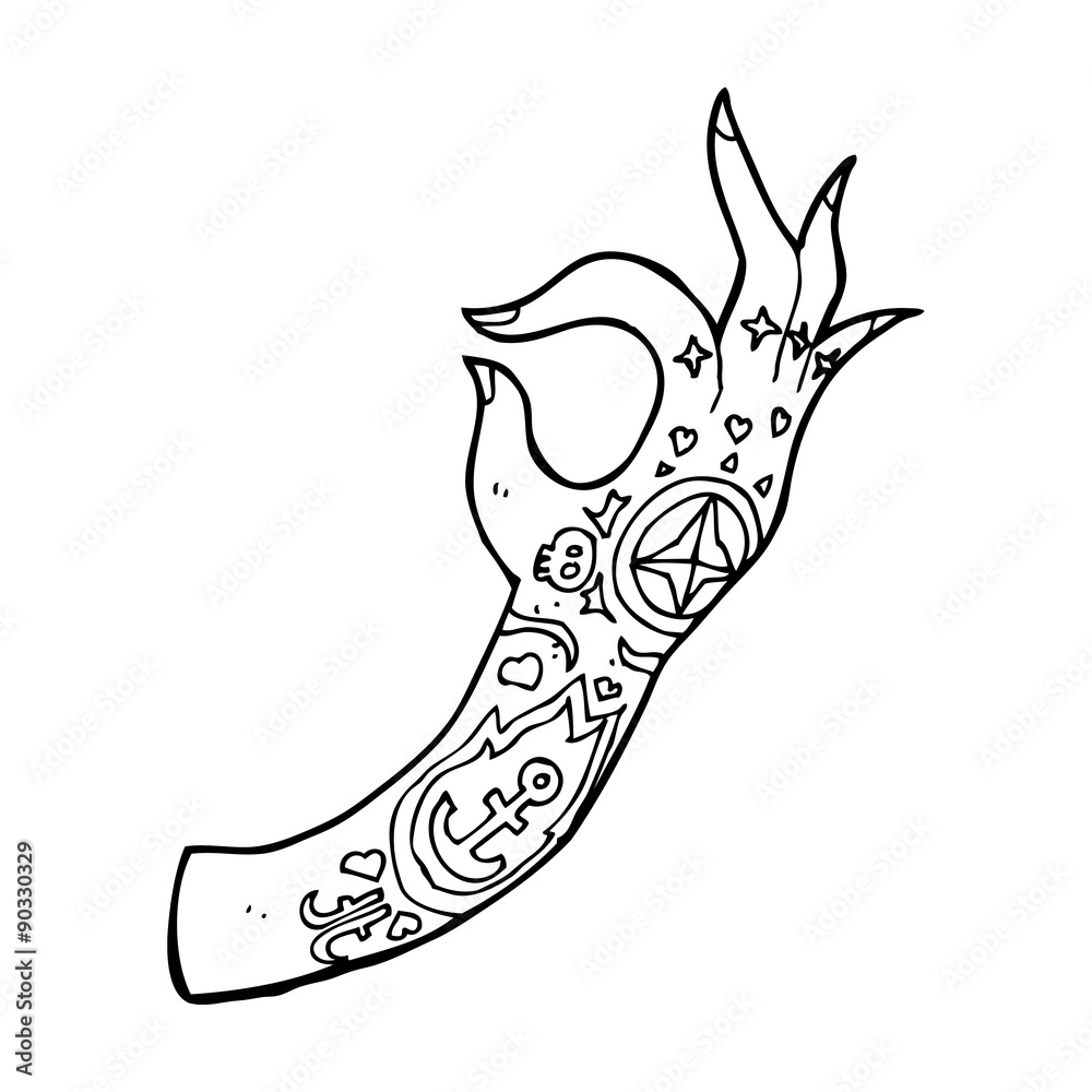 cartoon tattoo arm Stock Vector | Adobe Stock