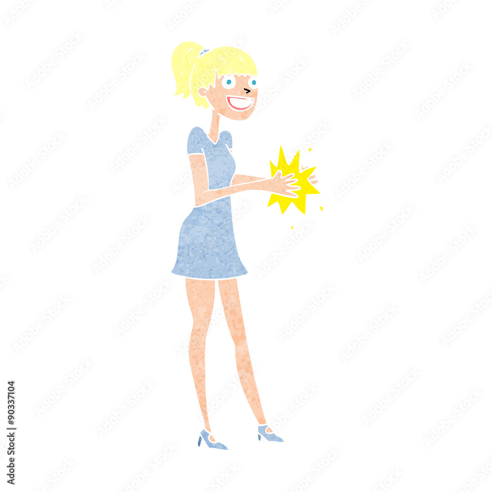cartoon woman clapping hands Stock Vector | Adobe Stock