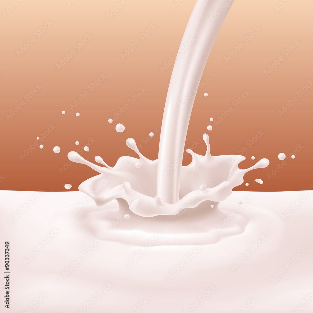 Yoghurt pouring with splashes Stock Vector | Adobe Stock