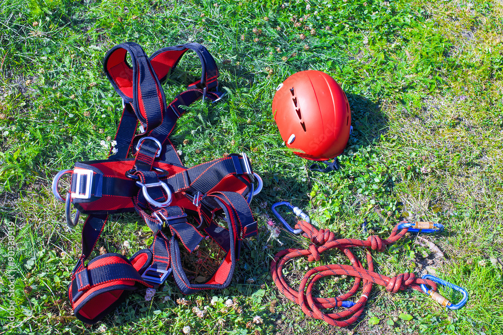 technical climbing rescue safety belt. personal protective system of ...