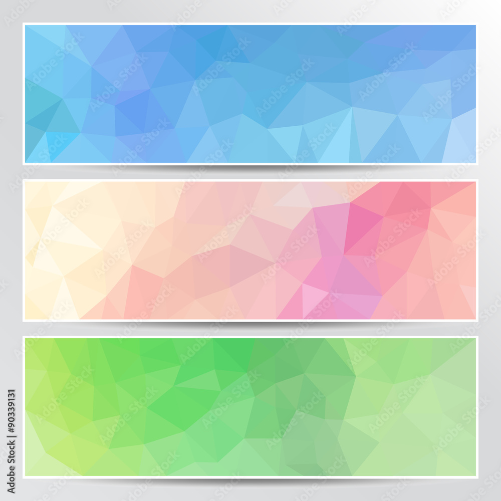 Set of bright polygon style geometric banners. Collection of background ...