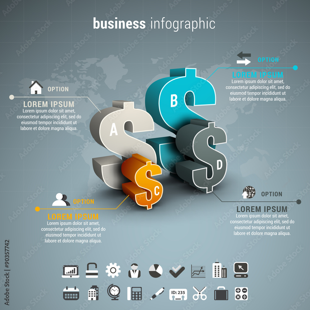 Business infographic made of dollars. Stock Vector | Adobe Stock