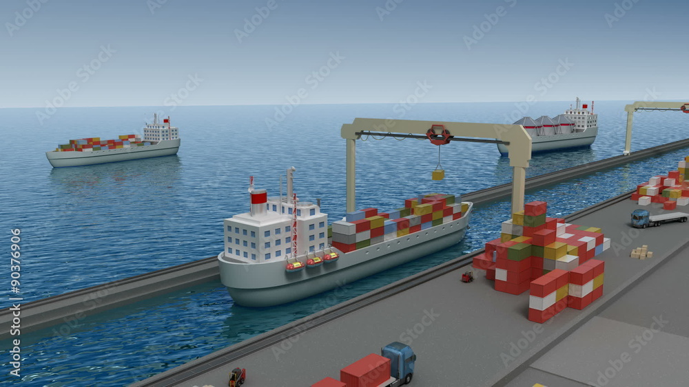 Port : Crane lifting cargo container and loading the ship Stock Video ...