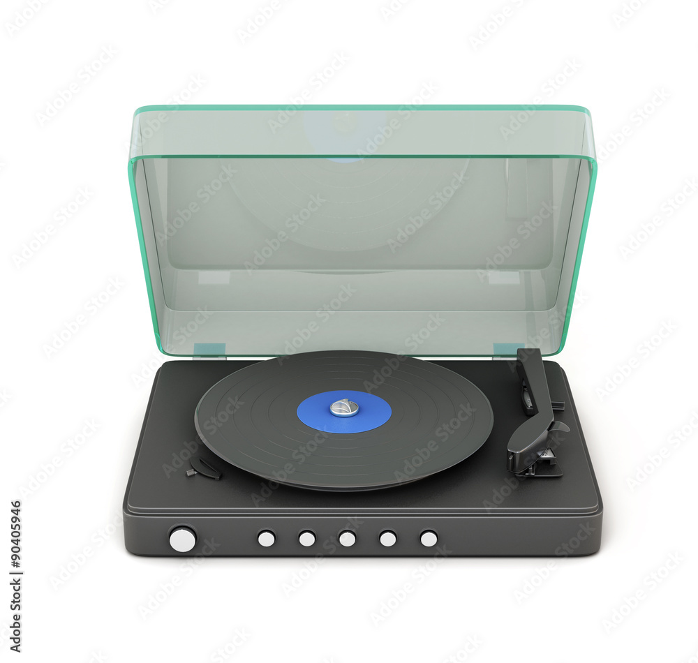 Turntable with the lid open Stock Illustration | Adobe Stock