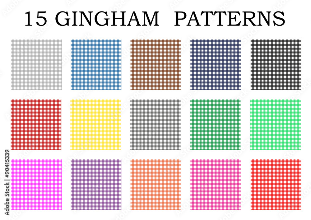 15 Gingham patterns, Vector textures in different colors Stock Vector ...