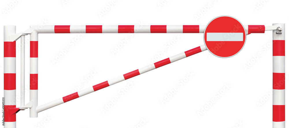Gated Road Barrier Closeup No Entry Sign Roadway Gate Bar White Red ...