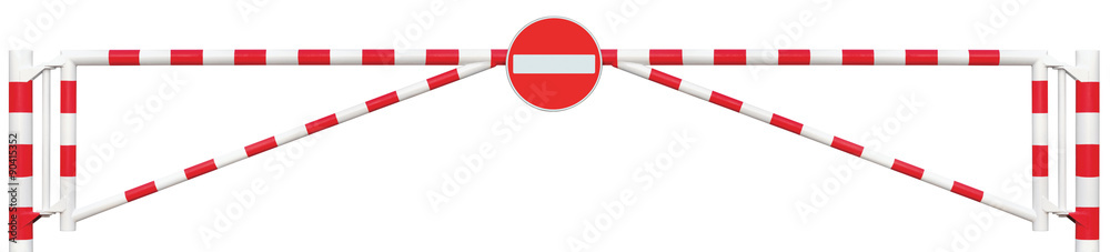 Gated Road Barrier Closeup No Entry Sign Roadway Gate Bar White Red ...
