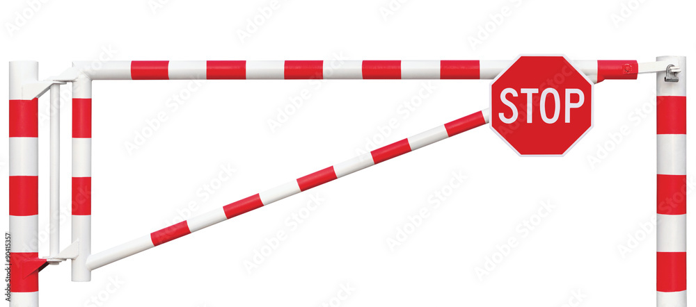 Gated Road Barrier Octagonal Stop Sign Roadway Gate Bar White Red ...
