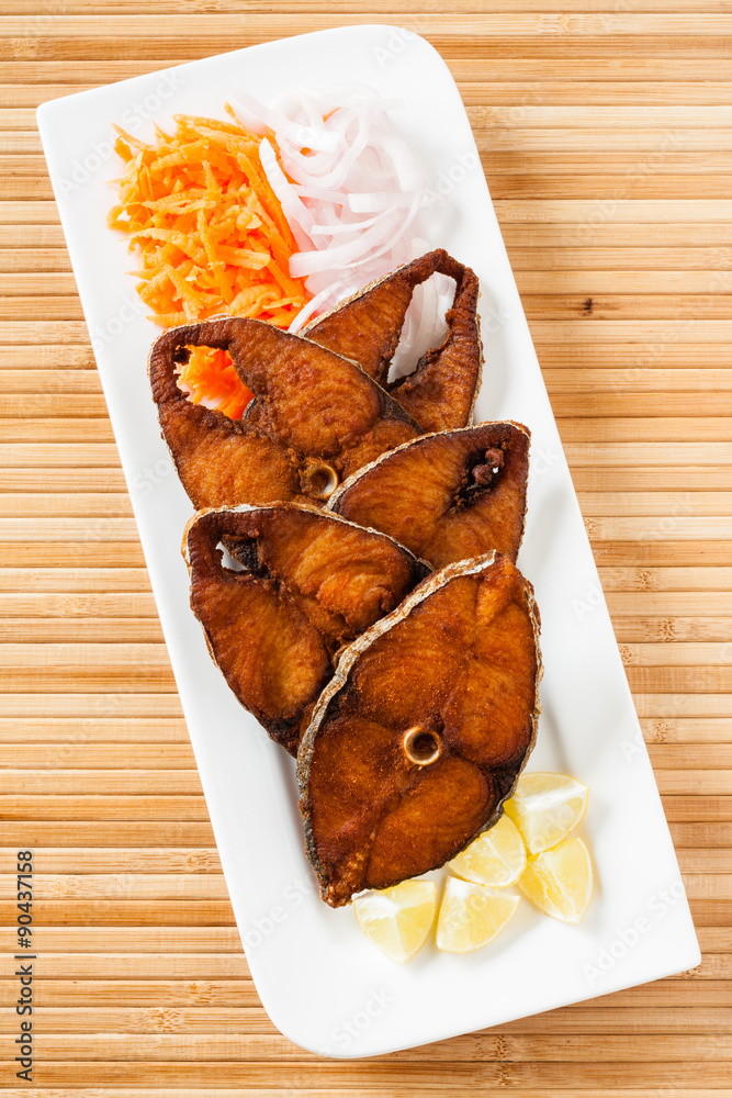 Indian seer fish fillets fry - Top view of delicious seer/mackerel fish ...