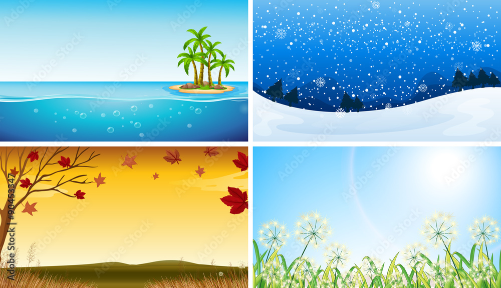 Four view of different seasons Stock Vector | Adobe Stock