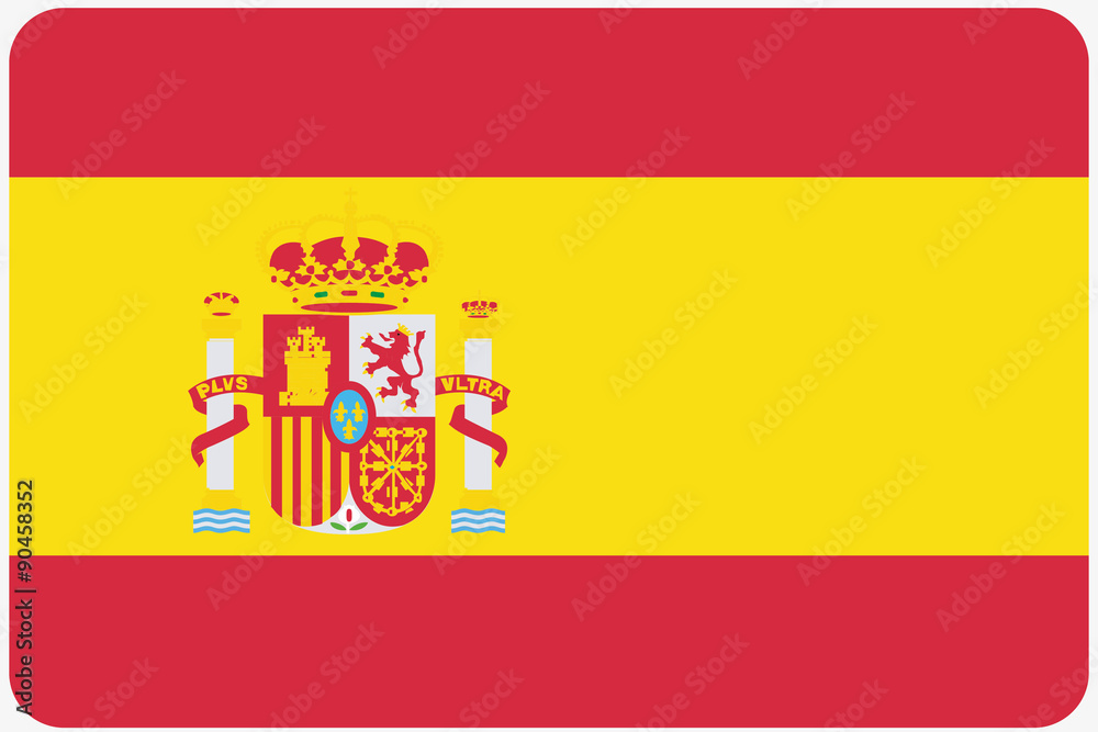 Flag Illustration with rounded corners of the country of Spain ...