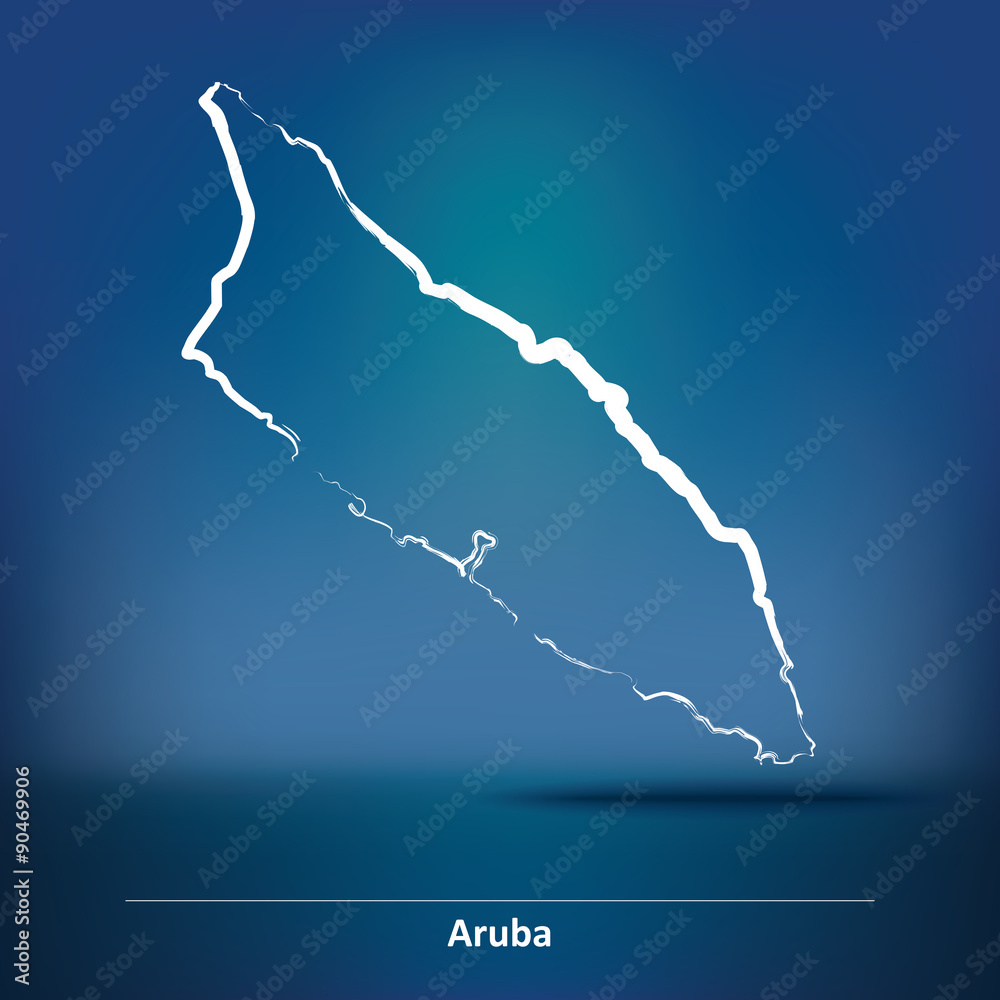 Doodle Map of Aruba Stock Vector | Adobe Stock