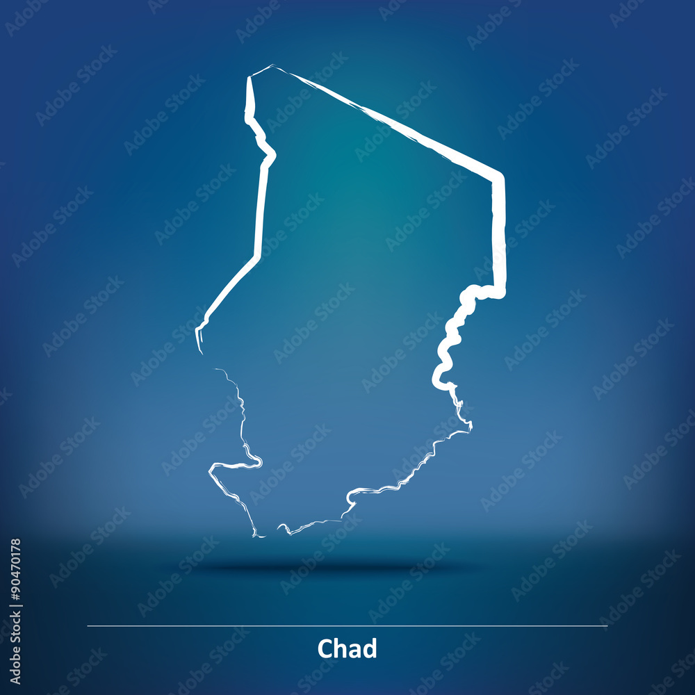 Doodle Map of Chad Stock Vector | Adobe Stock