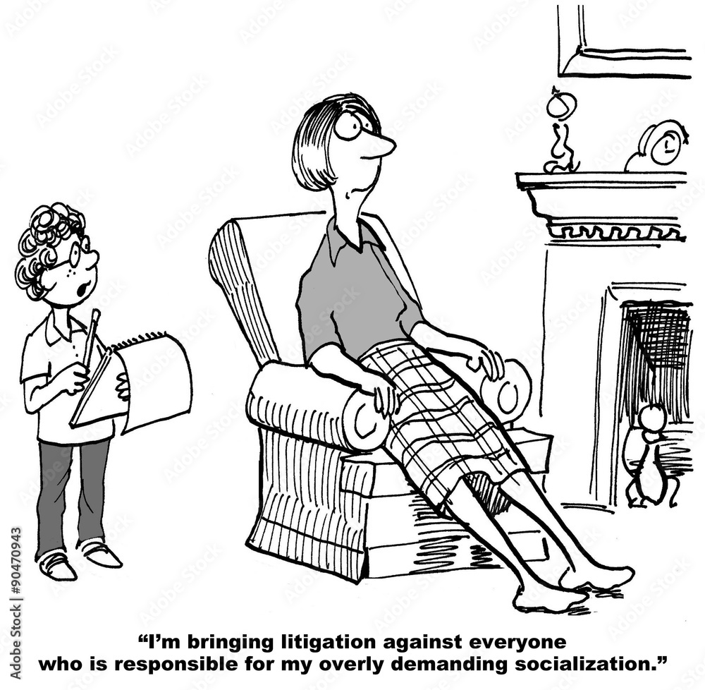 Family cartoon showing a boy saying to his mother, 'I'm bringing ...