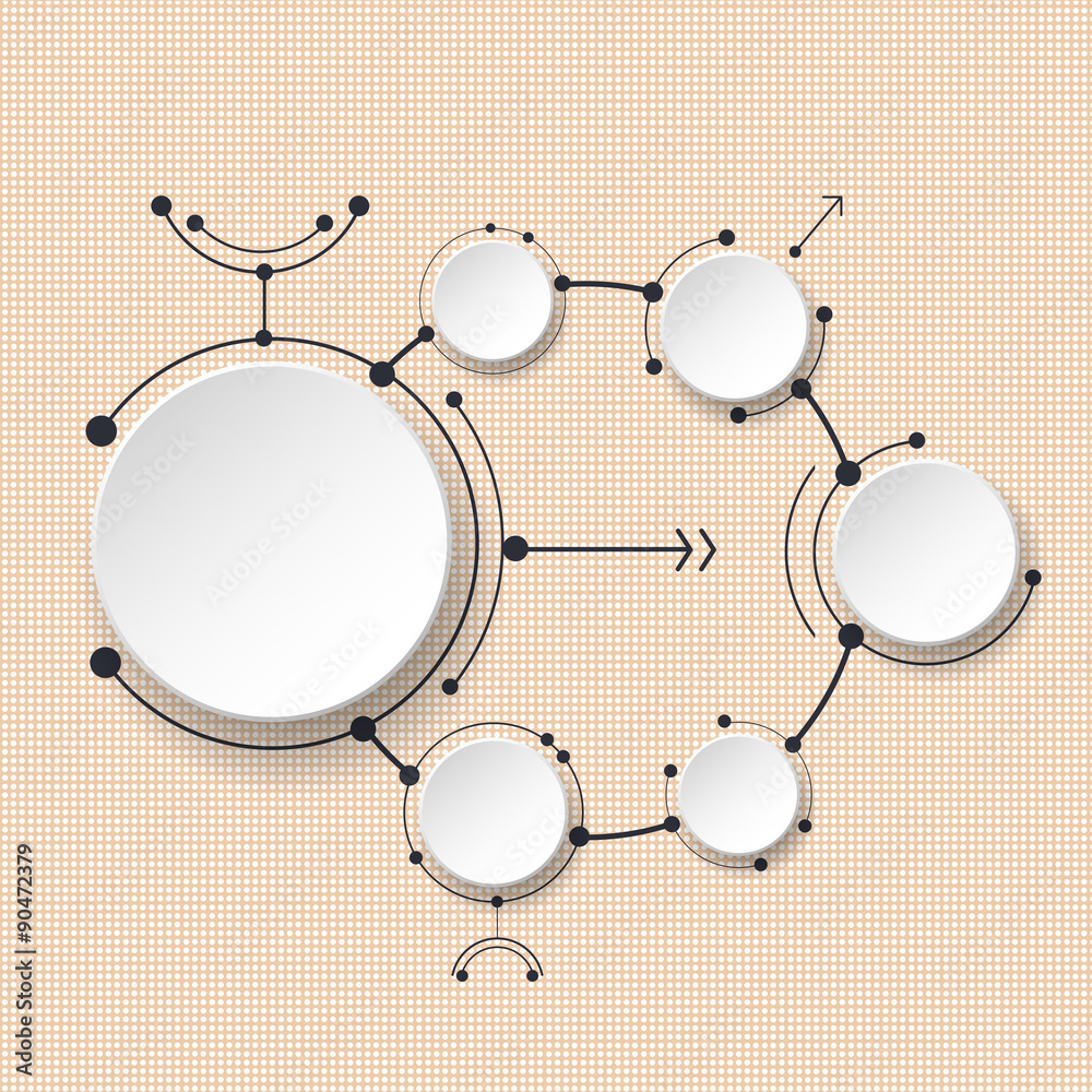 Abstract molecules with 3d paper circle and blank space for your ...
