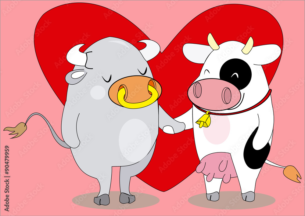 Toro y vaca amor vector de Stock | Adobe Stock