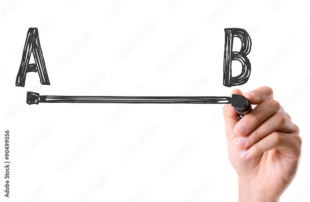 Hand drawing a line from point A to point B Stock Photo | Adobe Stock